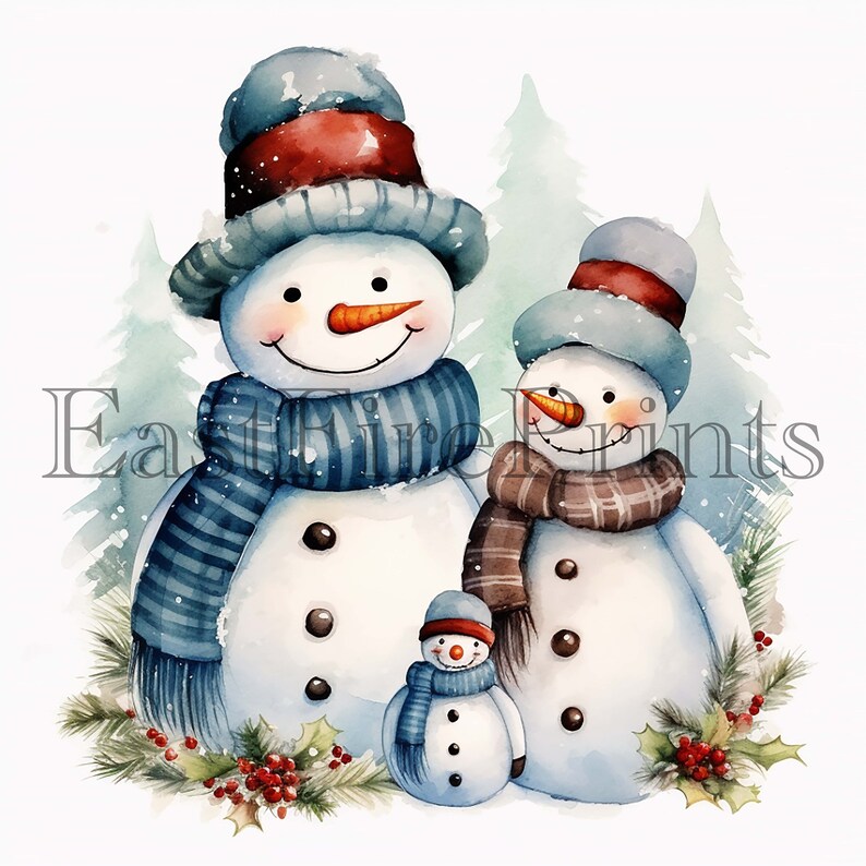Watercolor Snowman Family Clipart, High Quality Png, Xmas Christmas ...