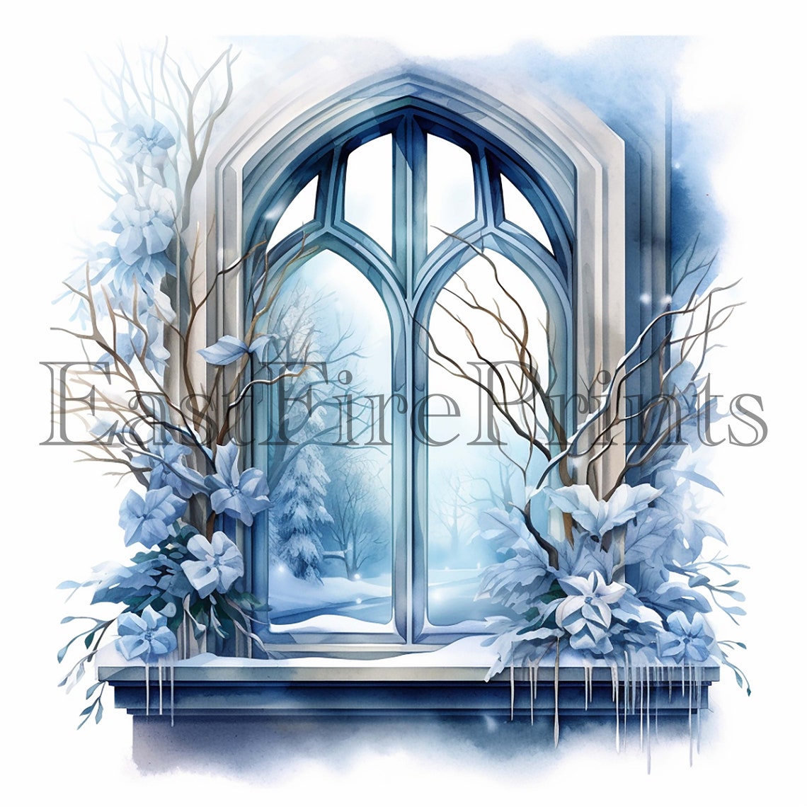 20 Icy Window Watercolor Clipart High Quality Png Files - Etsy