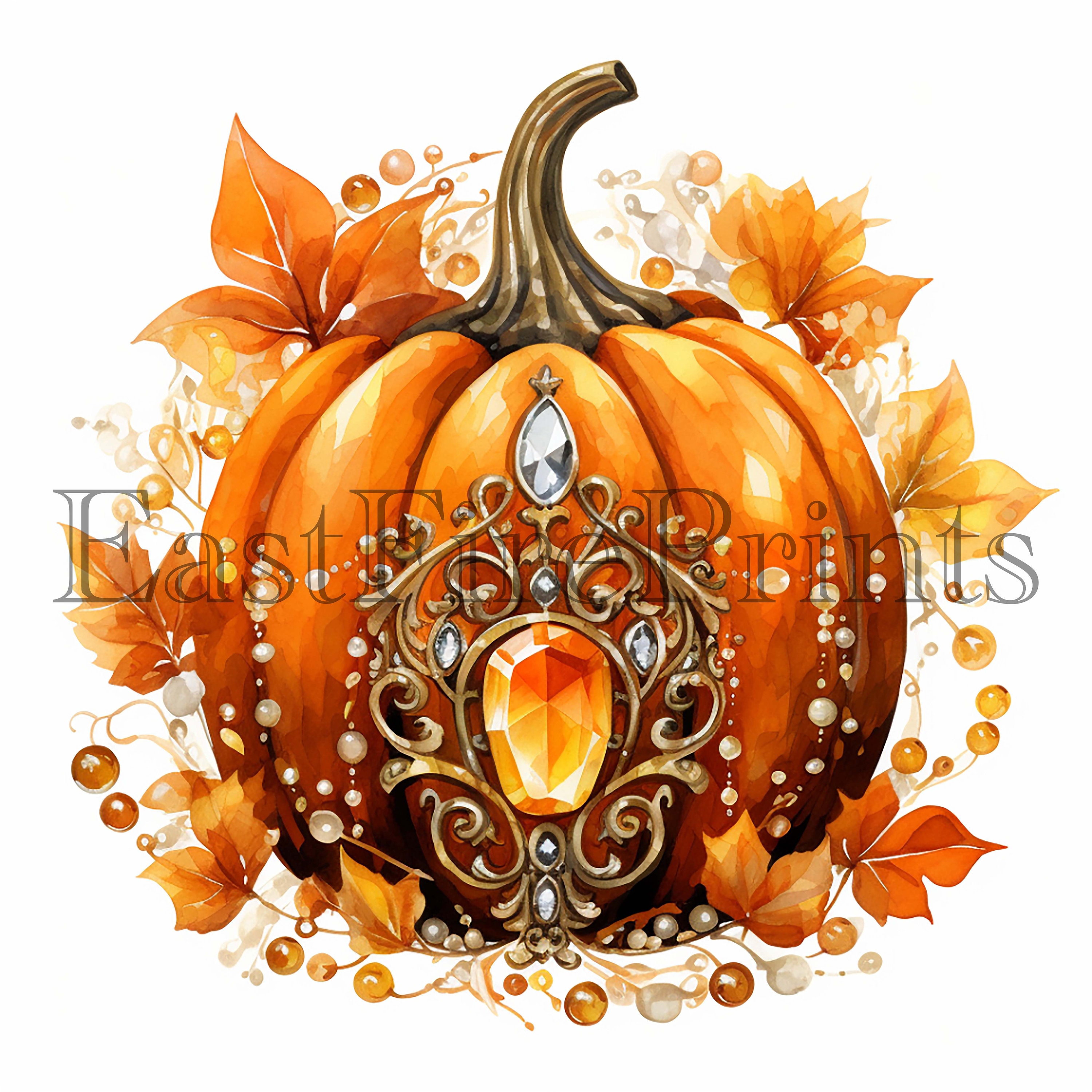 Gem Orange Pumpkin Clipart Watercolor Clipart Halloween - Etsy