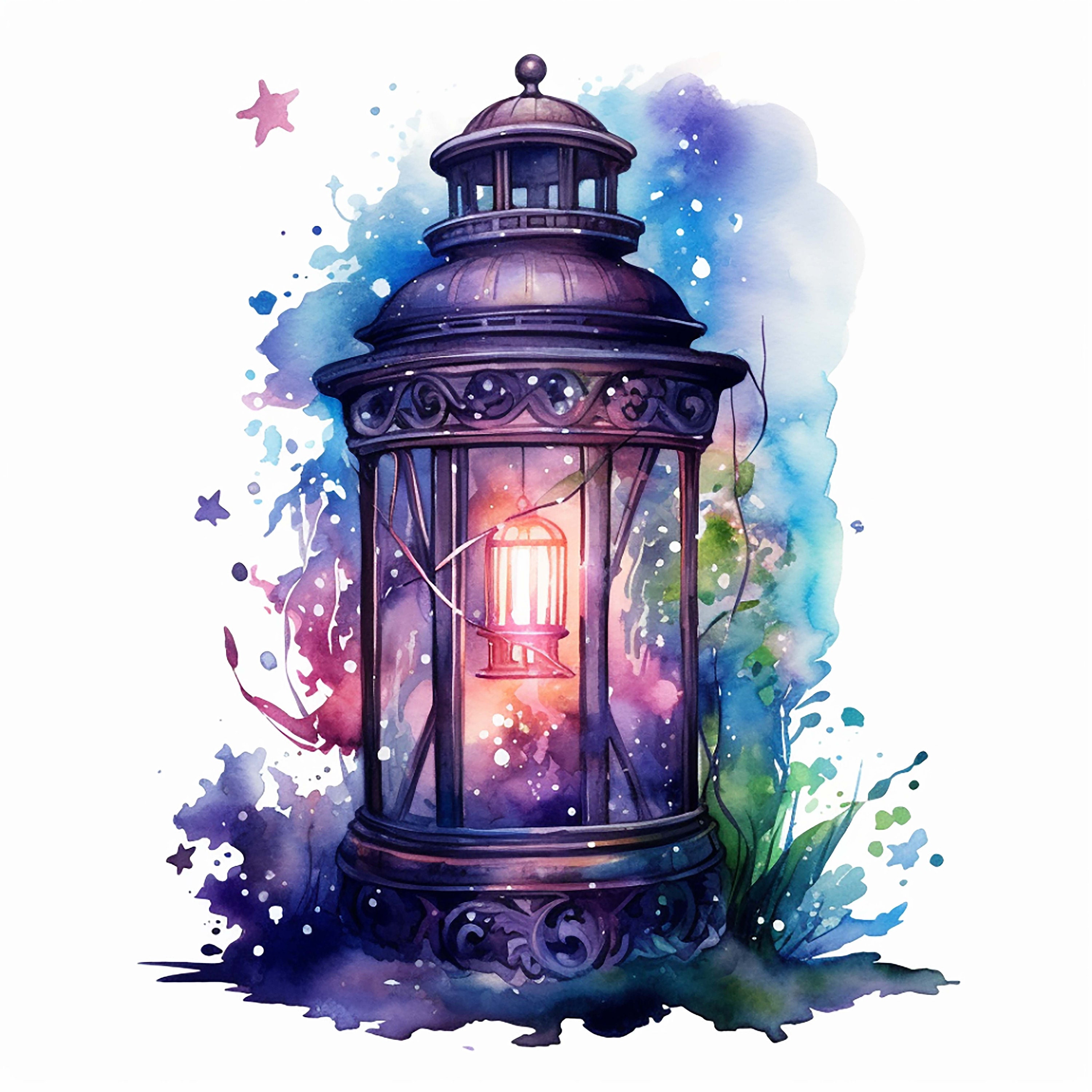 Watercolor Fantasy Lantern Clipart Fantasy Art Lantern Jpg - Etsy