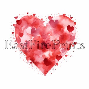 20 Red Heart Png, Watercolor Clipart, Love Wall Art, Valentines Day Png ...