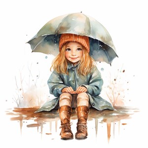 Watercolor Rain Clipart, Rain Graphics Children Clipart Nursery ...