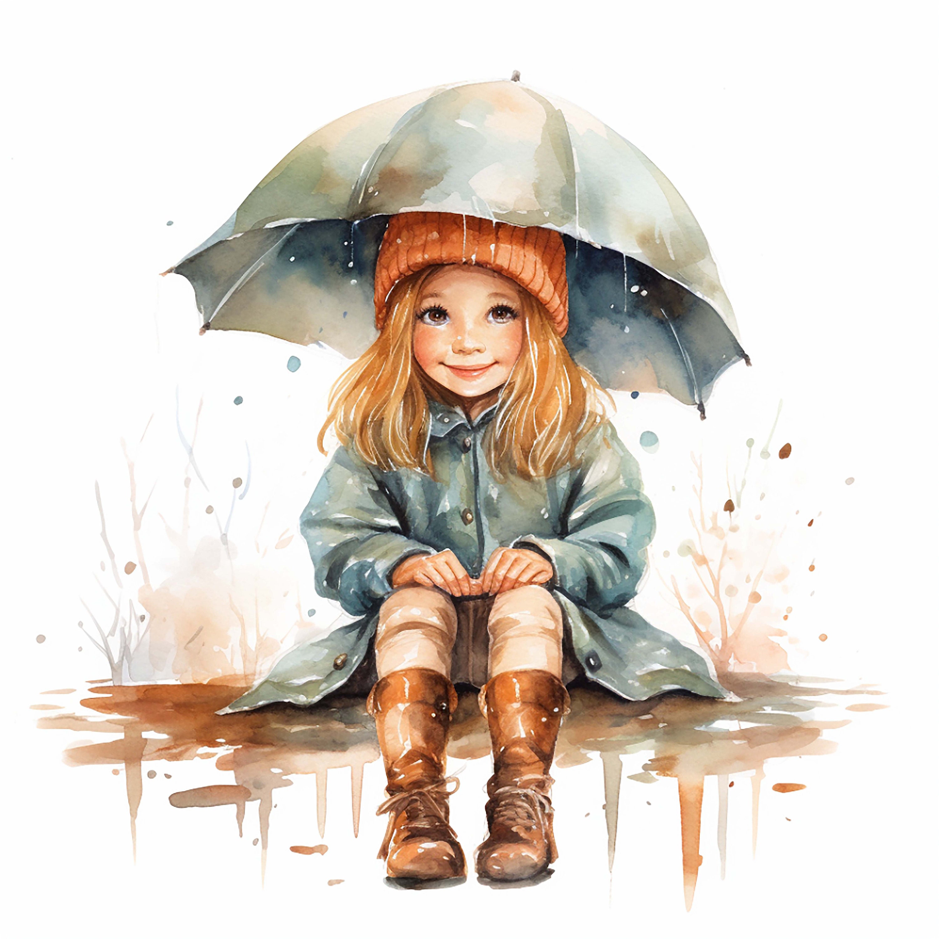 Watercolor Rain Clipart Rain Graphics Children Clipart - Etsy