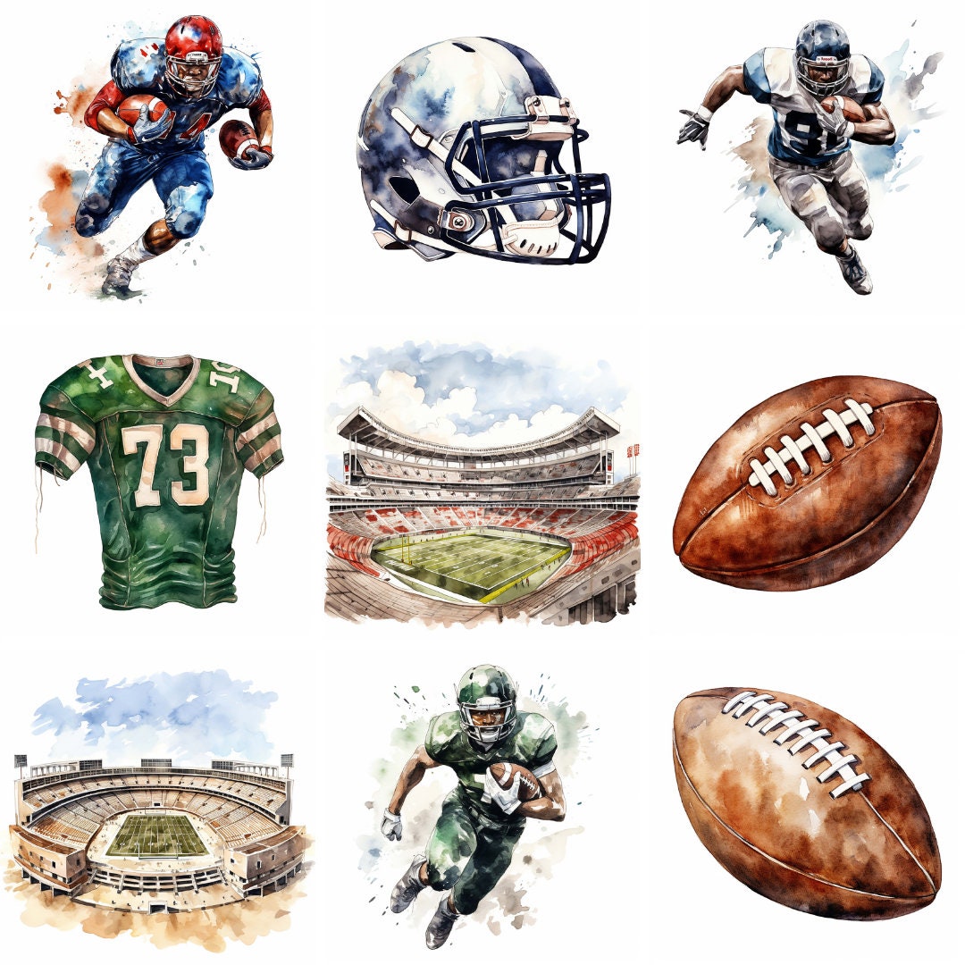 Watercolor Football Clipart High Quality Jpg Nfl Clipart - Etsy