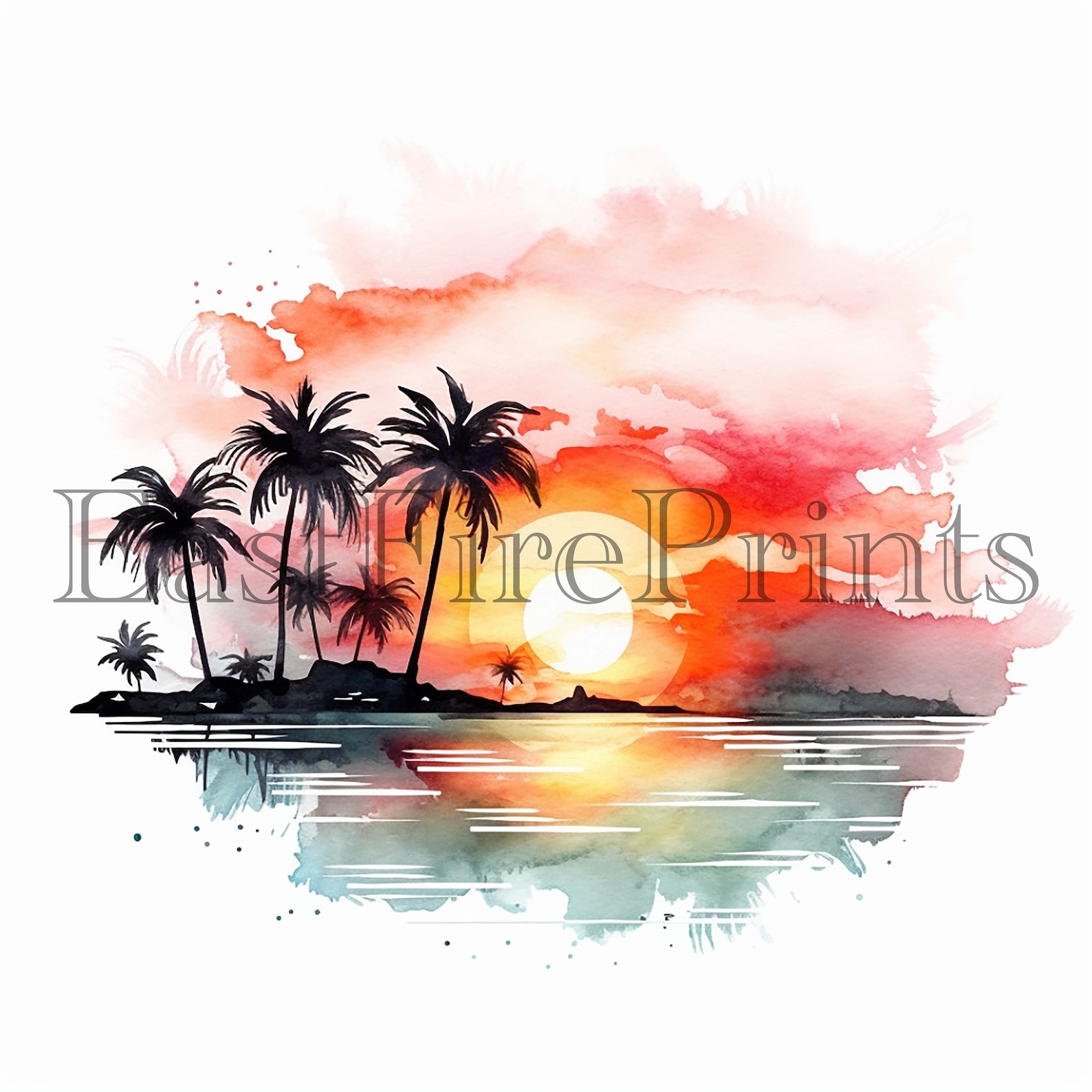20 PNG Watercolor Tropical Sunset Clipart Beach Sunset - Etsy