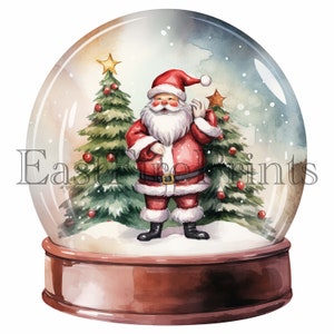 20 Christmas Santa Snow Globe Clipart, Watercolor Clip Art, Winter ...