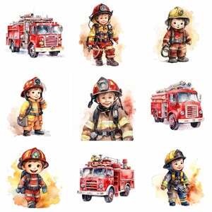 Watercolor Firefighter Clipart, Cute Graphics Nursery Clipart Children ...