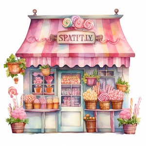 Watercolor Candy Shop Clipart, Dessert Clipart Sweets Clipart Kids Food ...