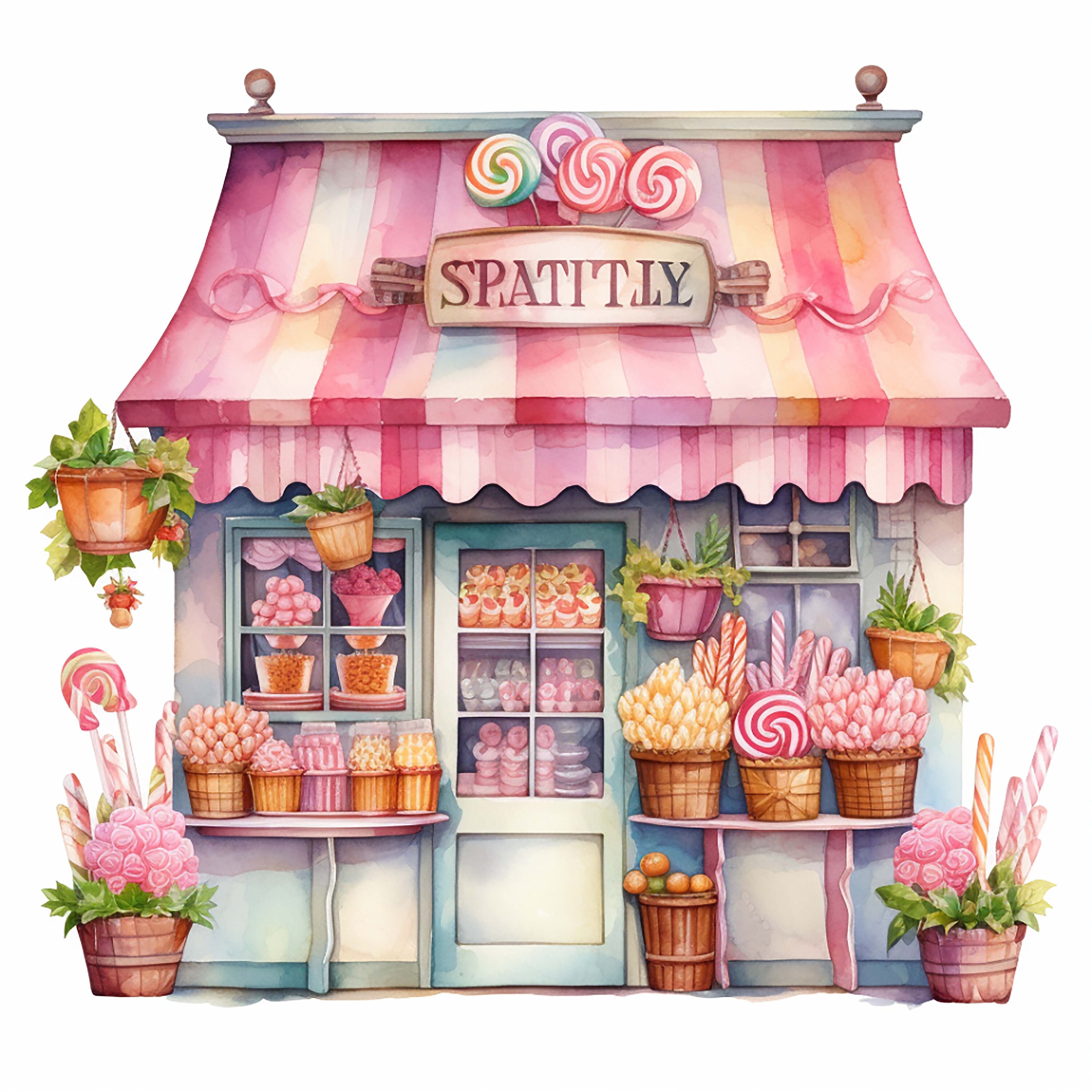 Watercolor Candy Shop Clipart Dessert Clipart Sweets Clipart - Etsy