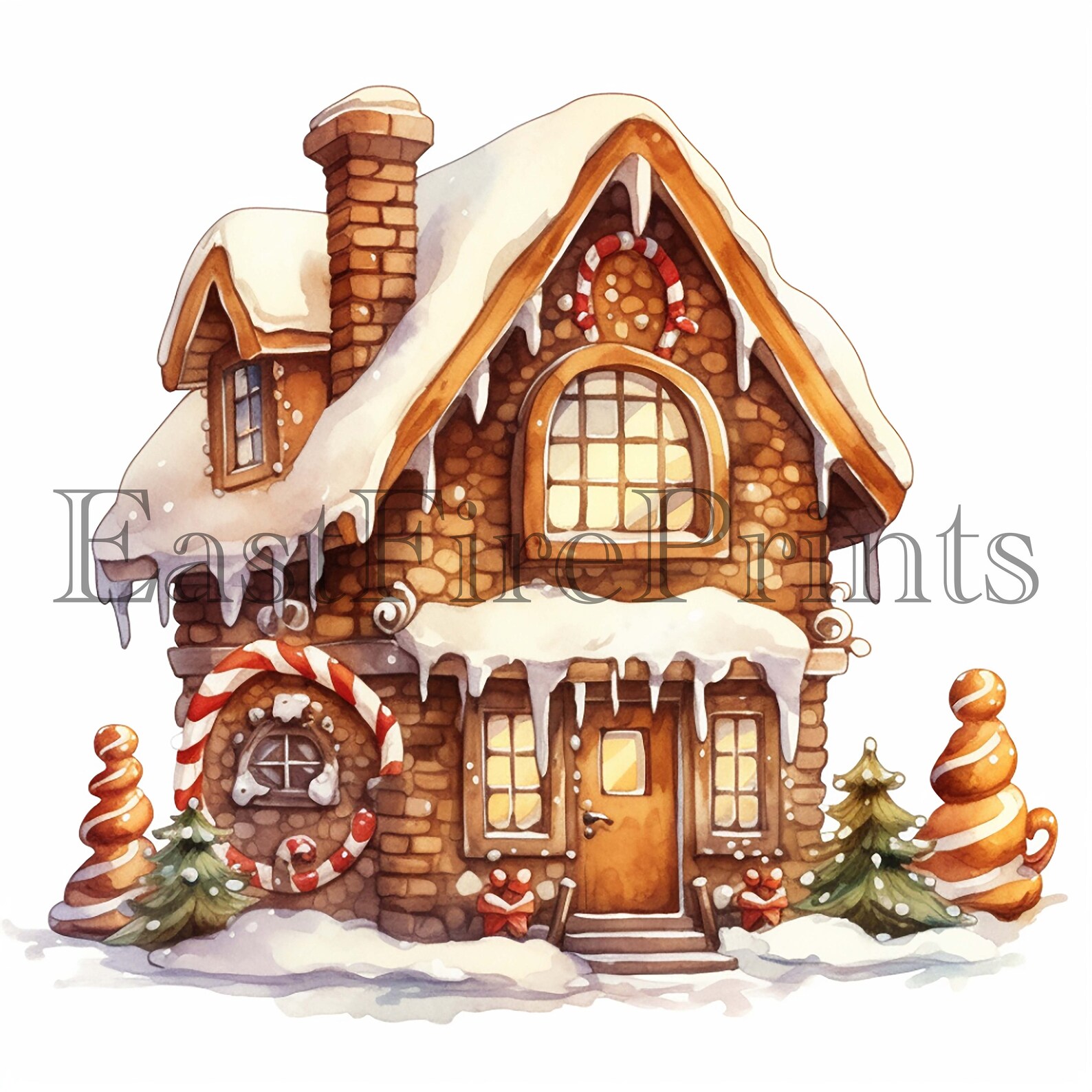 Watercolor Gingerbread House Clipart PNG Files High Quality - Etsy