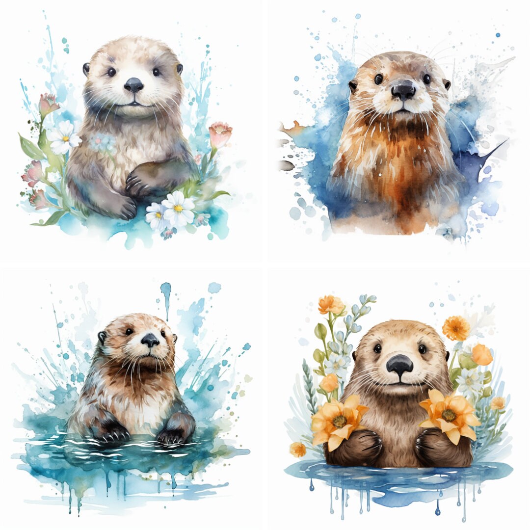20 Watercolor Sea Otter Clipart Set Wildlife Clipart - Etsy Australia