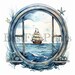 Watercolor Nautical Window Clipart PNG, Marine Clip Art, Window ...