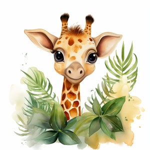 Watercolor Cute Giraffe Clipart, Baby Animal Clipart, Safari Nursery ...