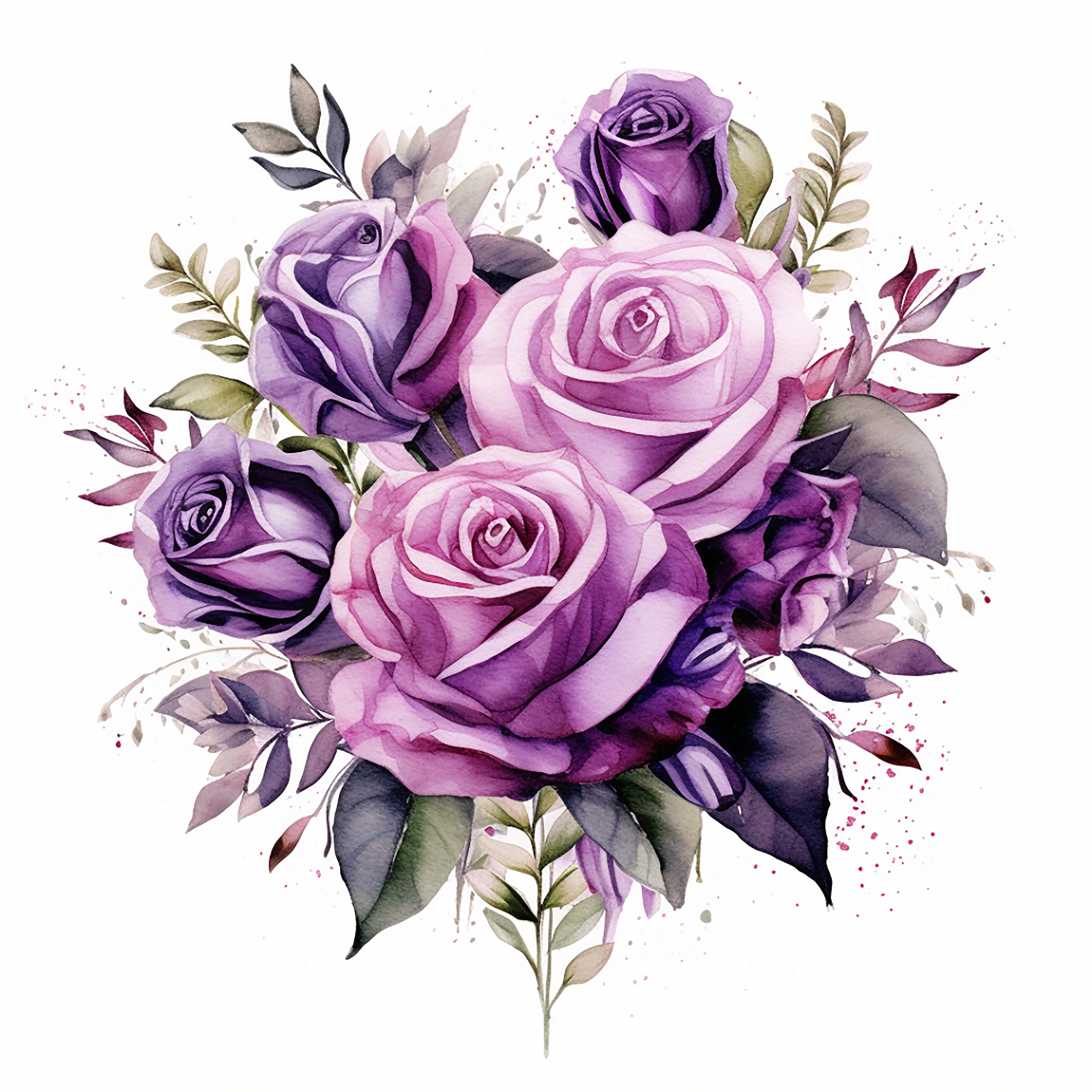 Purple Rose Clipart High Quality Png Floral Clipart Rose - Etsy