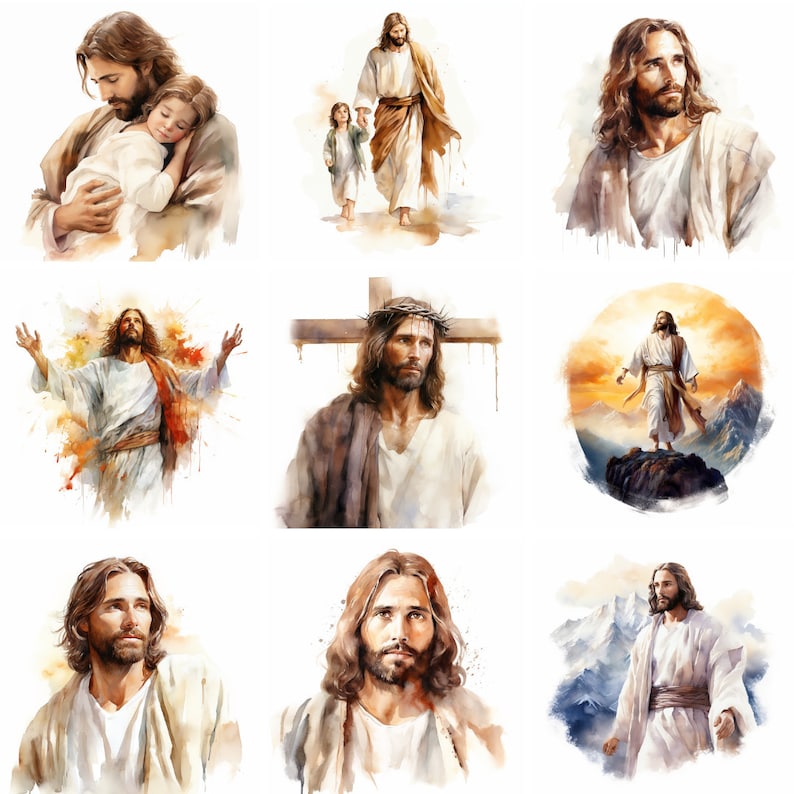 20 Watercolor Jesus Christ Clipart High Quality Png - Etsy