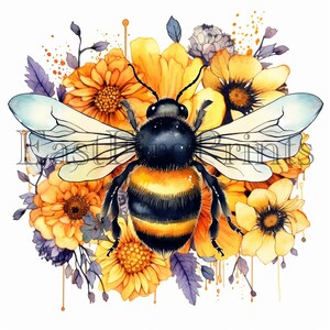 20 PNG Watercolor Bumble Bee Clipart Instant Download, Spring Bee Clip ...
