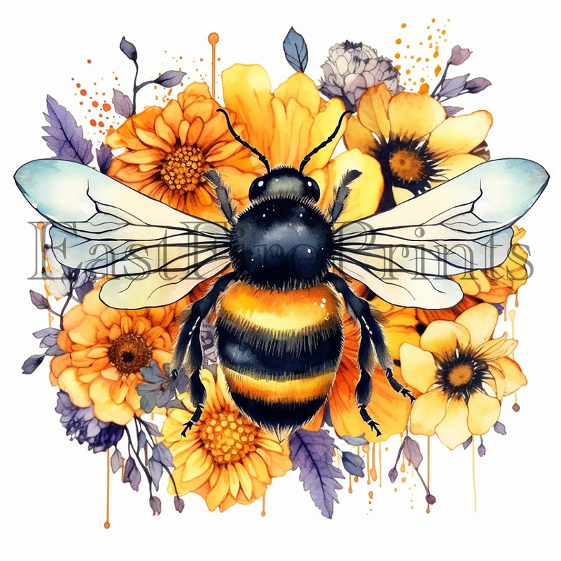 20 PNG Watercolor Bumble Bee Clipart Instant Download Spring - Etsy