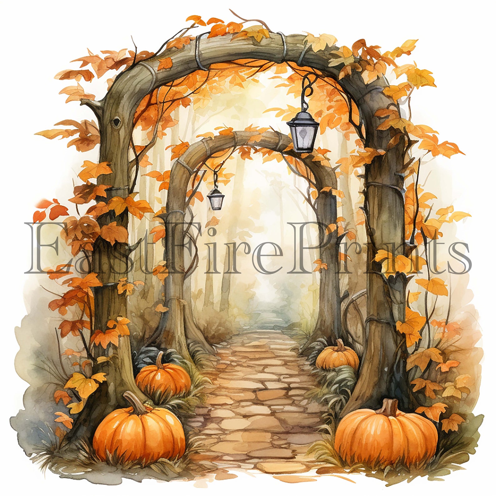 Watercolor Fall Forest Clipart Halloween Art Autumn Art - Etsy