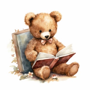 Teddy Bear Reading Clipart, High Quality PNG, Cute Nursery Clipart ...