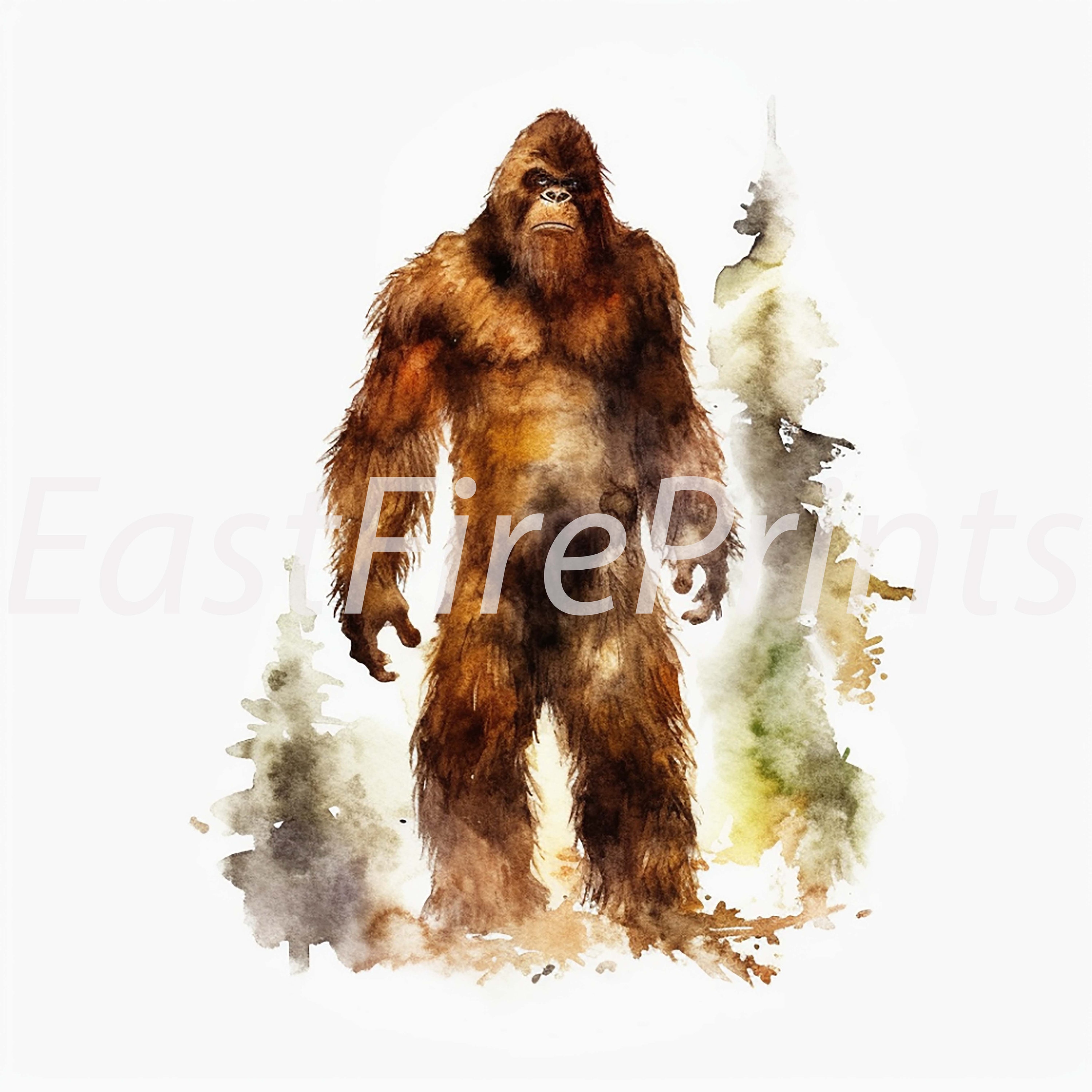 Set of 20 Watercolor Bigfoot Clipart Sasquatch Illustrations - Etsy
