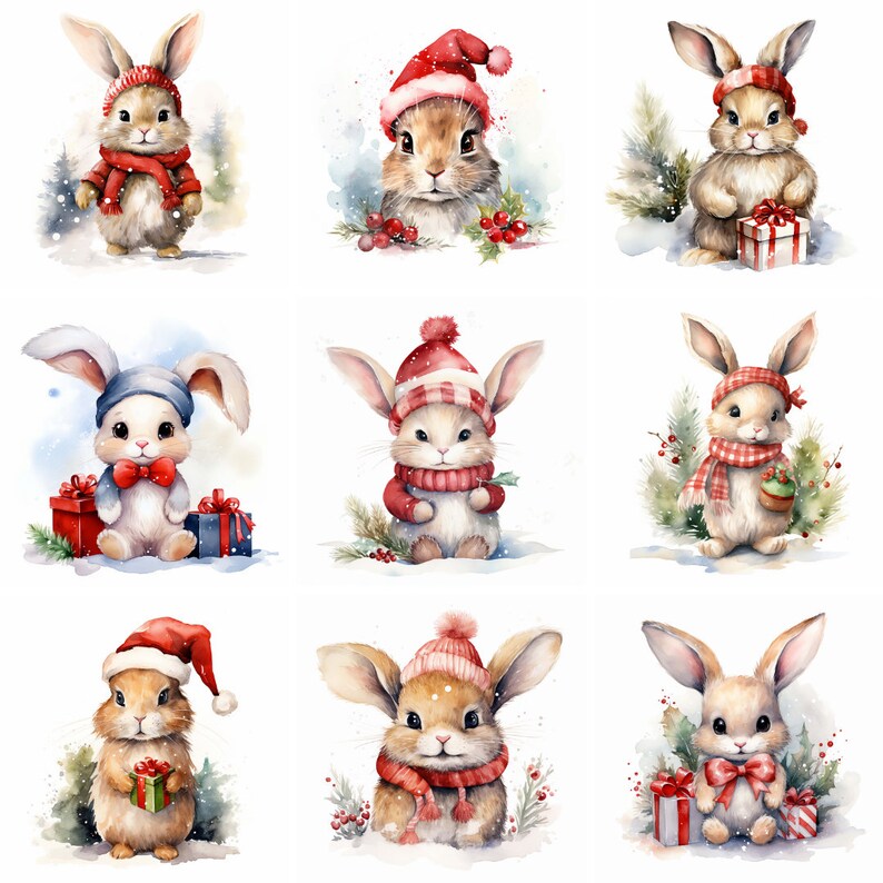 Christmas Bunny Clipart High Quality Png Christmas Clipart - Etsy