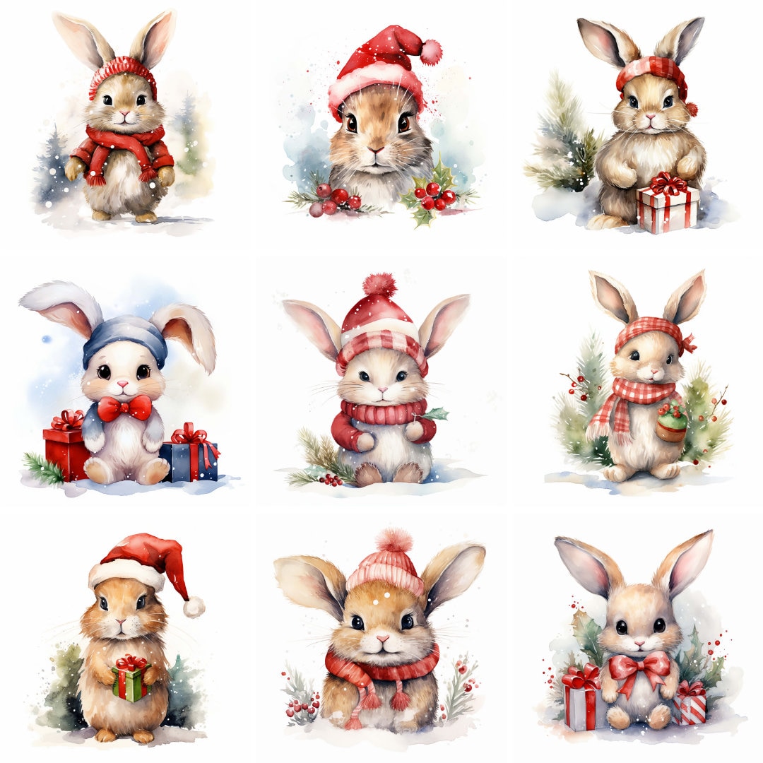 Christmas Bunny Clipart High Quality Png Christmas Clipart - Etsy