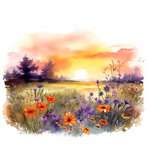 Wildflower Meadow Clipart, High Quality PNG, Wildflower Clipart, Spring ...