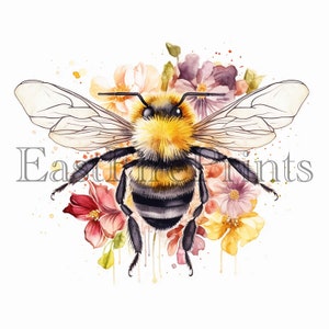 20 PNG Watercolor Bumble Bee Clipart Instant Download, Spring Bee Clip ...