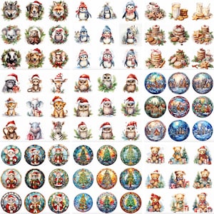 900 Christmas Clipart Bundle, Holiday Clipart, Christmas Png Bundle ...