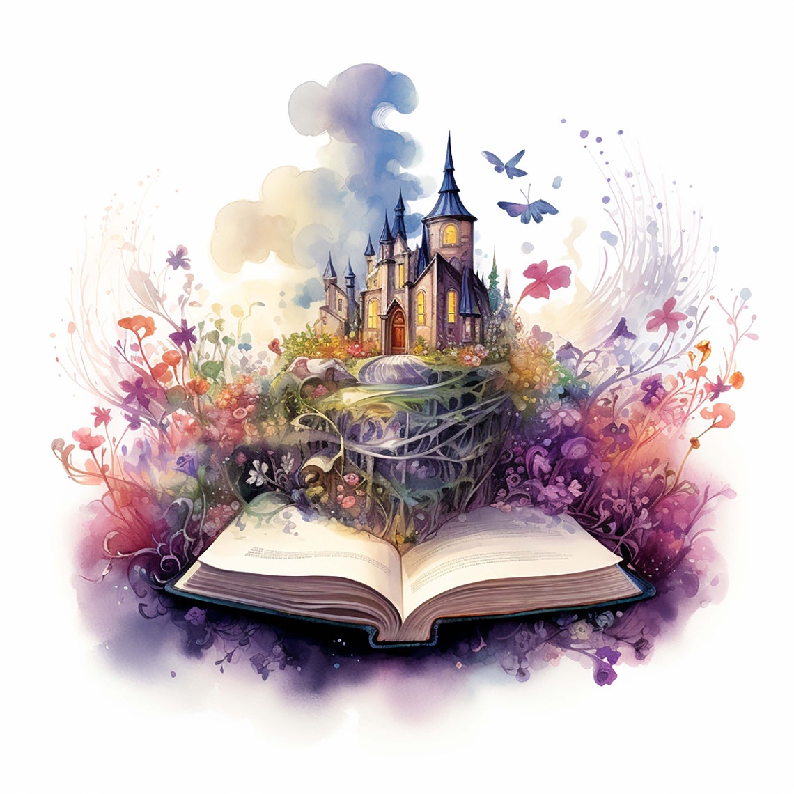 PNG Watercolor Fantasy Book Clipart High Quality Png - Etsy