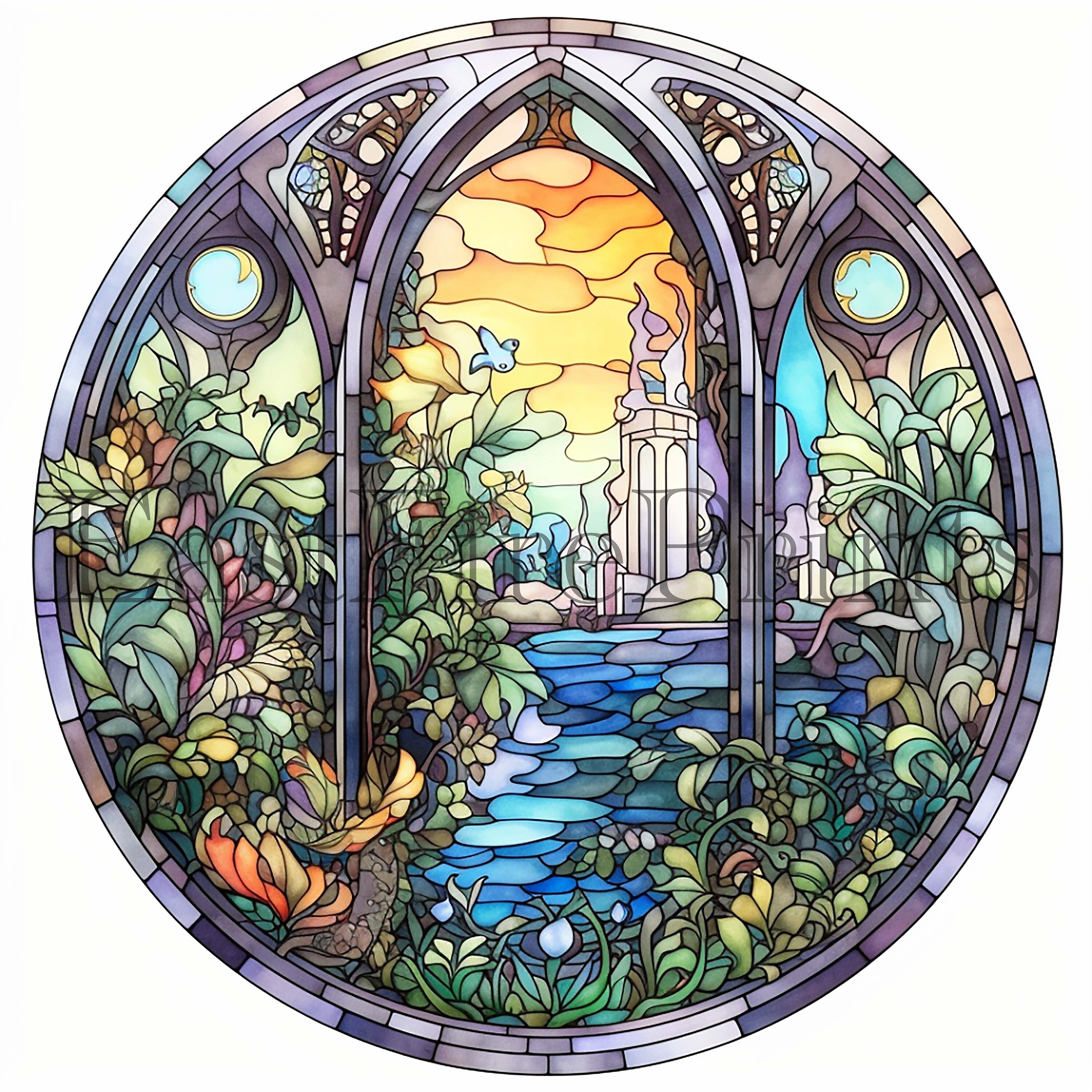 20 Watercolor Stained Glass Fantasy Clipart Digital Download - Etsy
