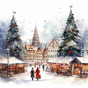 20 Winter Village Market Watercolor Clipart, High Quality Png ...