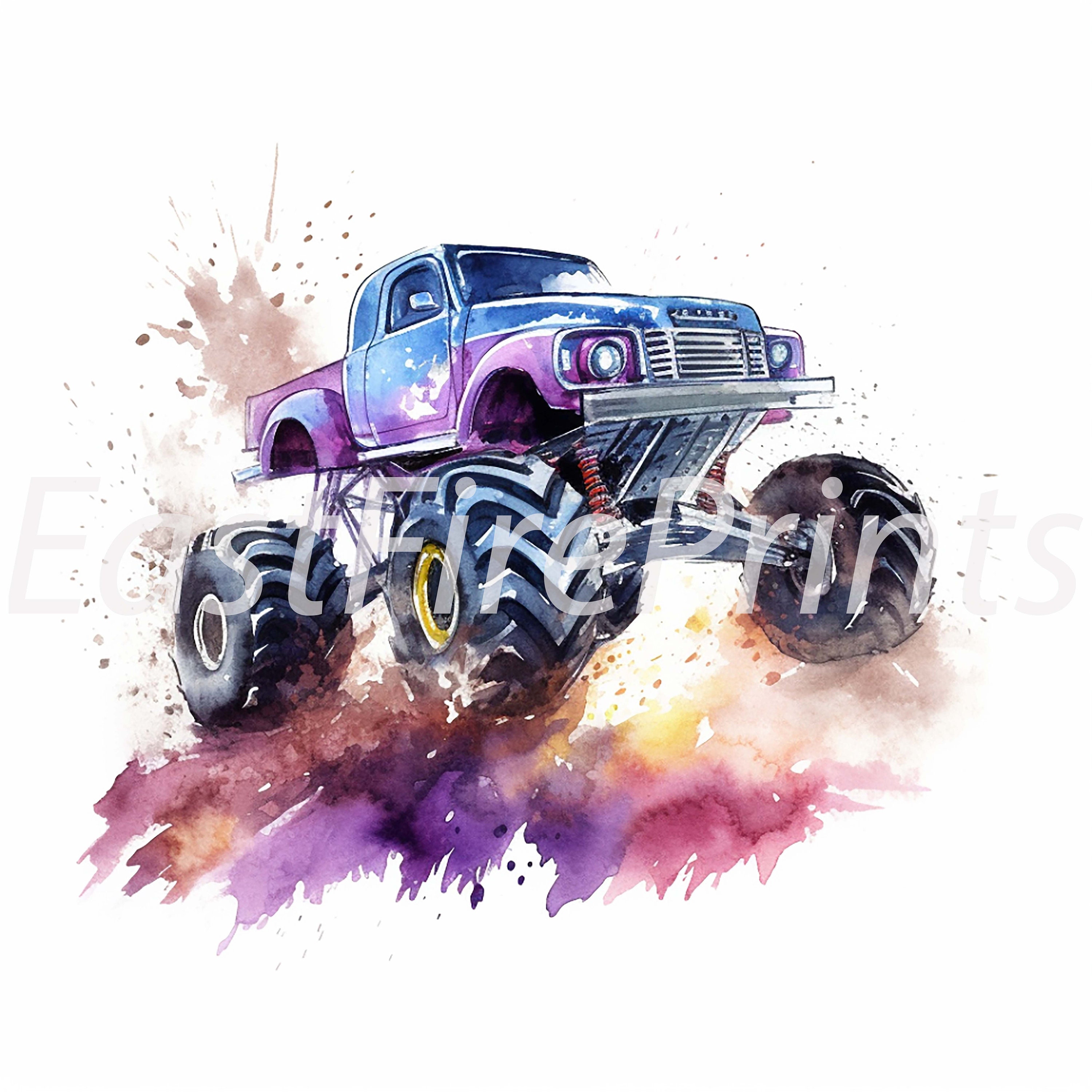 Set of 20 Watercolor Monster Truck Clipart Bundle Vehicle - Etsy
