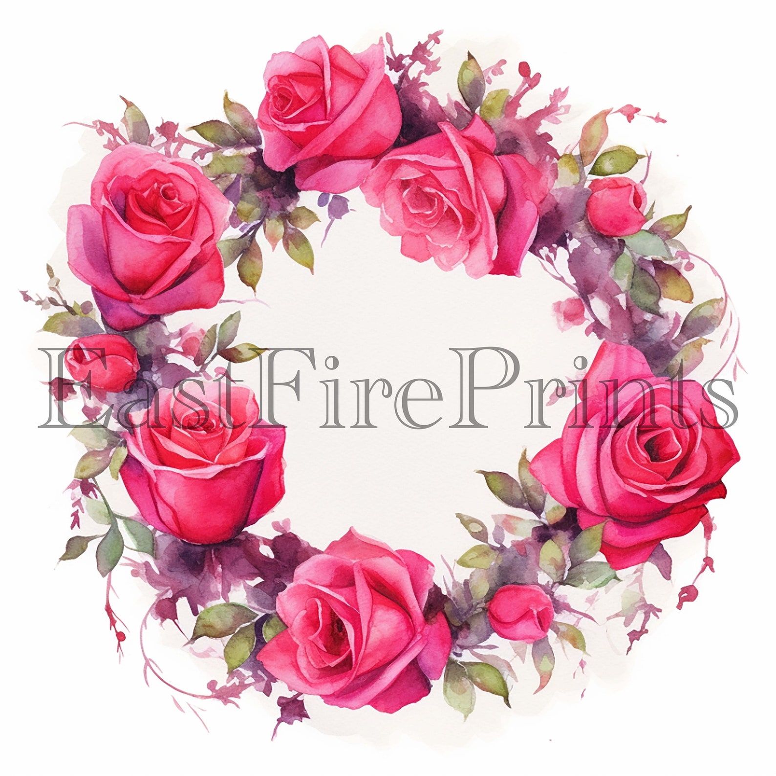 Watercolor Hot Pink Roses Clipart PNG Floral Clip Art Bright - Etsy