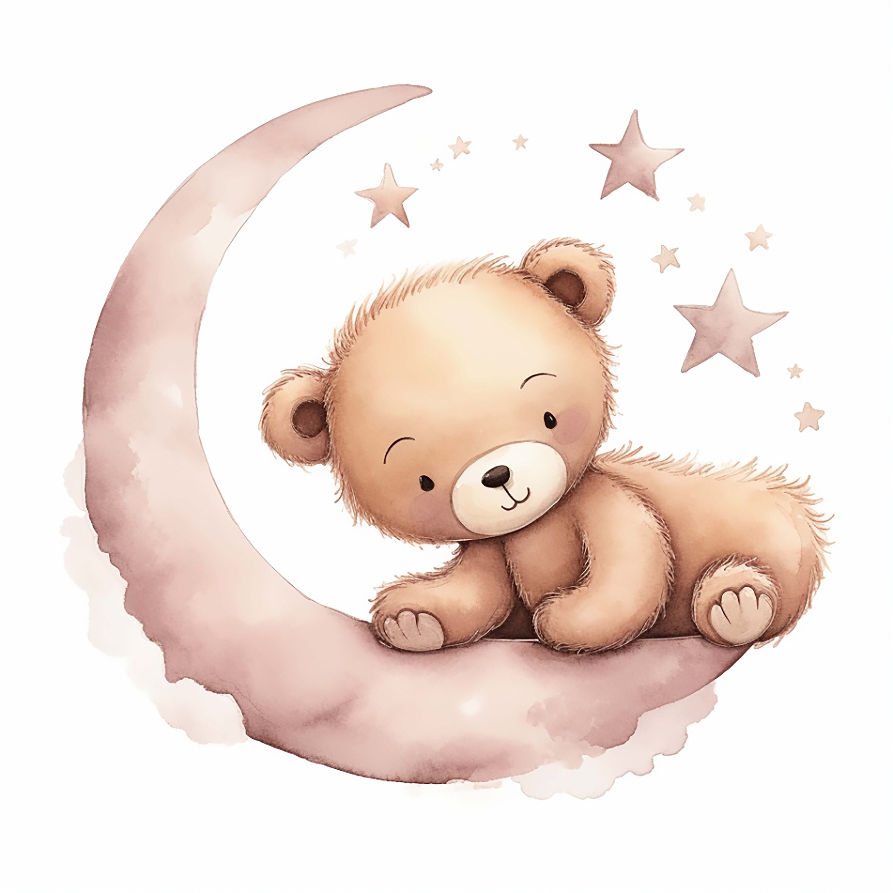 Teddy Bear on Moon Clipart High Quality PNG Moon and Stars - Etsy