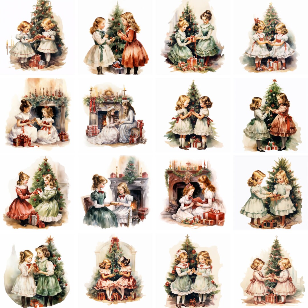 20 Victorian Christmas Watercolor Clipart High Quality Png - Etsy
