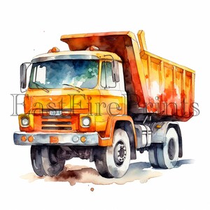 20 Watercolor Construction Vehicles Clipart PNG, Bulldozer, Excavator ...