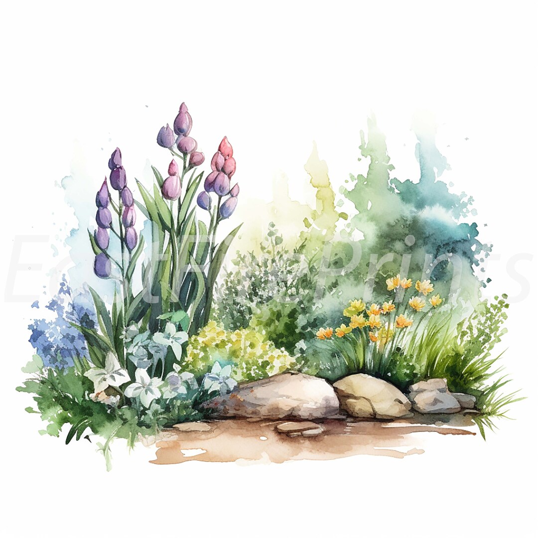 Watercolor Gardening Clipart Set Clipart Floral Digital - Etsy