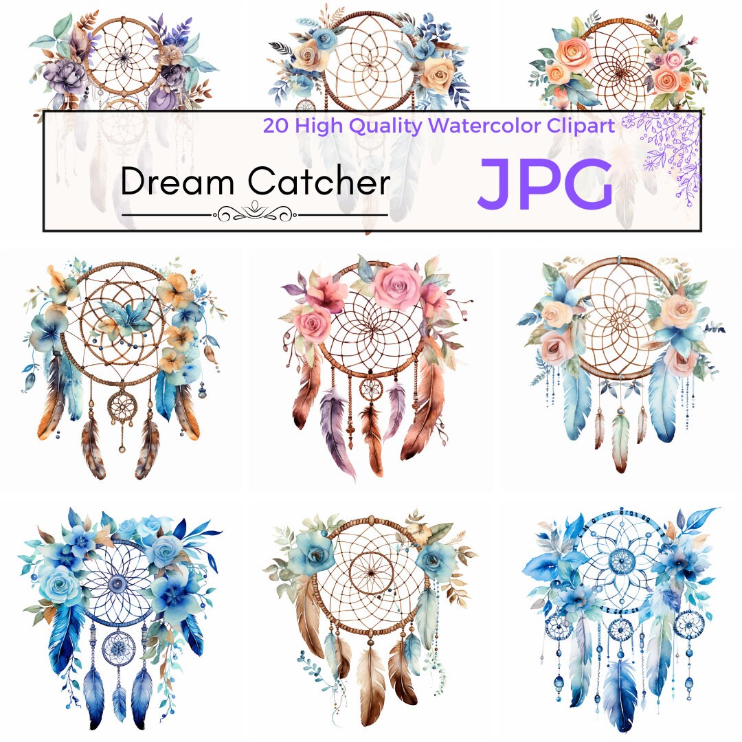 Watercolor Dream Catcher Clipart, Boho Clipart Cute Graphics Dream ...