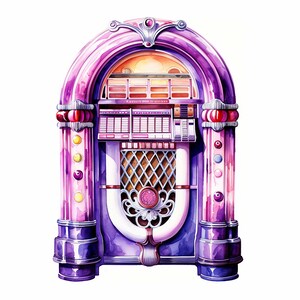 Watercolor Jukebox Clipart, Retro Jpg, Retro Printables, Vintage ...
