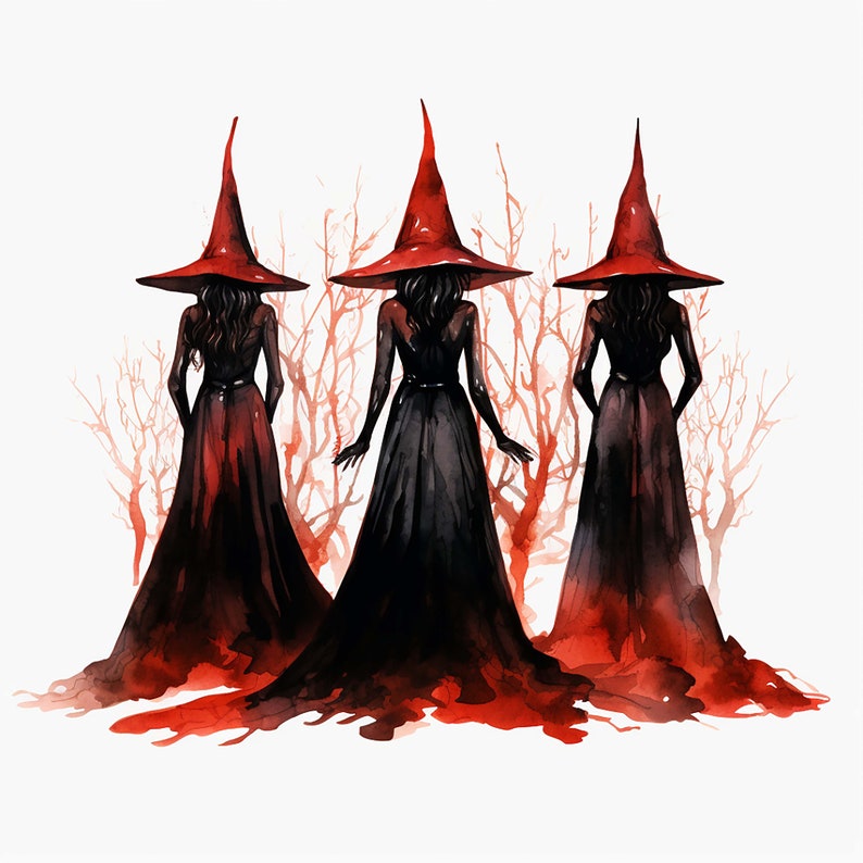 Three Witches Clipart High Quality PNG Halloween Decor - Etsy