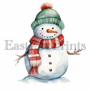 Watercolor Snowman Clipart, PNG, Xmas Holiday Clip Art, Snowman Png ...