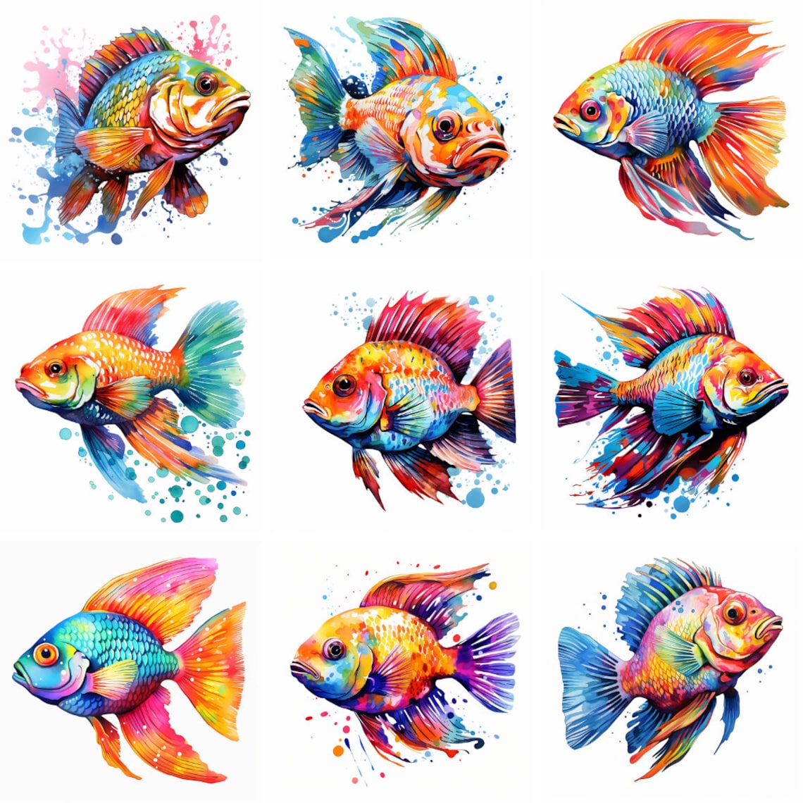 Pop Art Fish Clipart Fish Png Colorful Fish Clipart Pop Art - Etsy