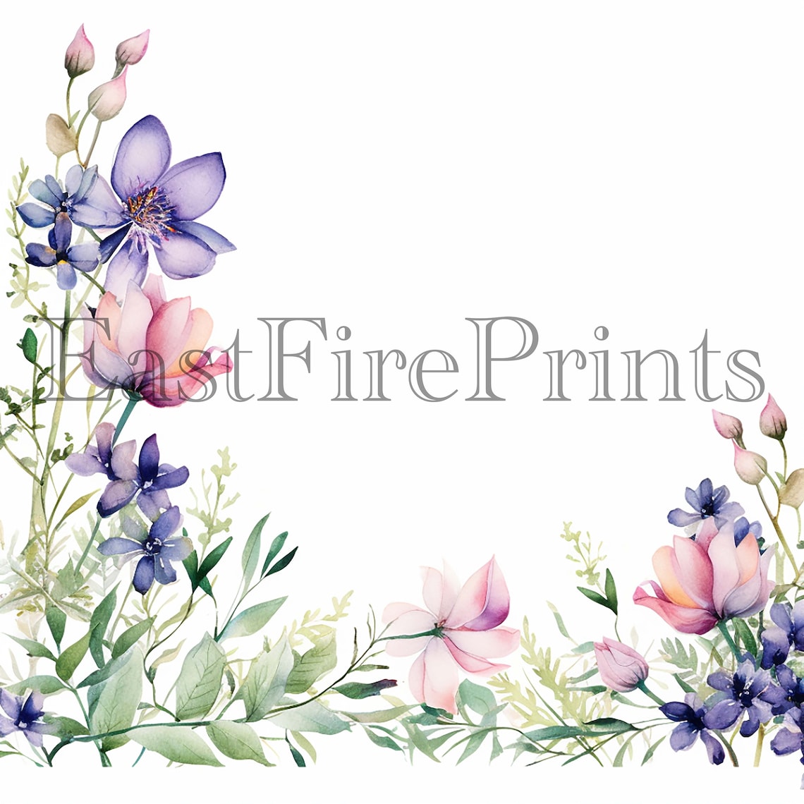 Watercolor Flower Border Clipart High Quality Png Botanical - Etsy