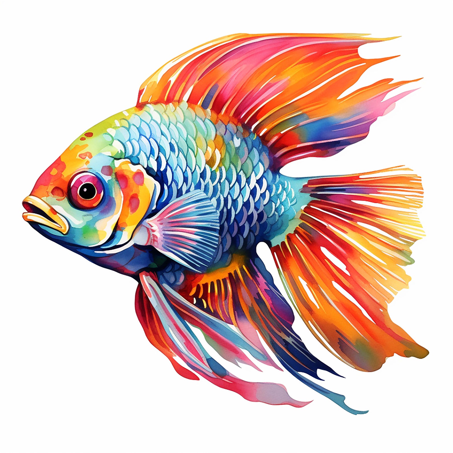 Pop Art Fish Clipart Fish Png Colorful Fish Clipart Pop Art - Etsy