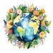 Floral Earth Clipart High Quality Png Planet Earth Day - Etsy