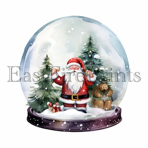 Watercolor Santa Snow Globe Clipart, High Quality Png Christmas Clip ...