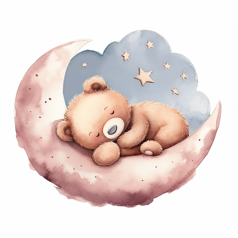 Teddy Bear on Moon Clipart High Quality PNG Moon and Stars - Etsy