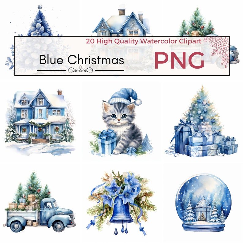 Blue Christmas Clipart High Quality PNG Christmas Art Cute - Etsy