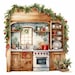 Watercolor Christmas Kitchen Clipart, Kitchen Jpg, Winter Clipart ...